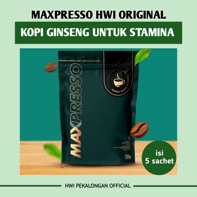 Jual Kopi Maxpresso Original BPOM Minuman Kopi Ginseng 1 Box isi 5 Sachet | Shopee Indonesia