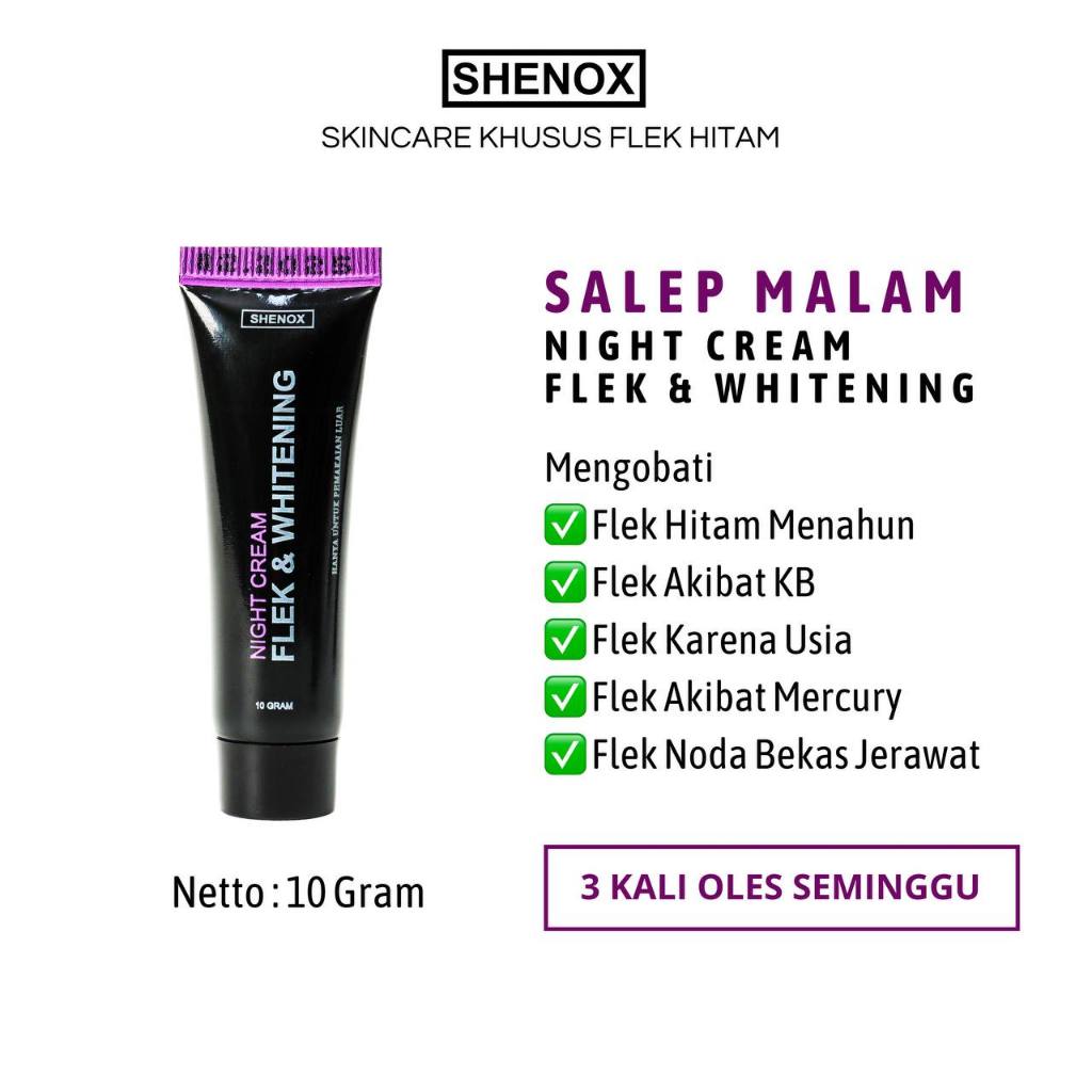 Jual Salep Flek Night Whitening Shenox Skincare Cream Malam Penghilang Flek Hitam Membandel BPOM ...