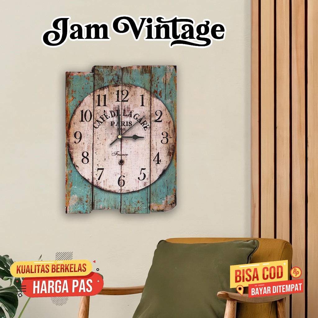 Jual Jam Dinding Vintage Retro Unik Eropa Style Silent Movement |PV1 ...