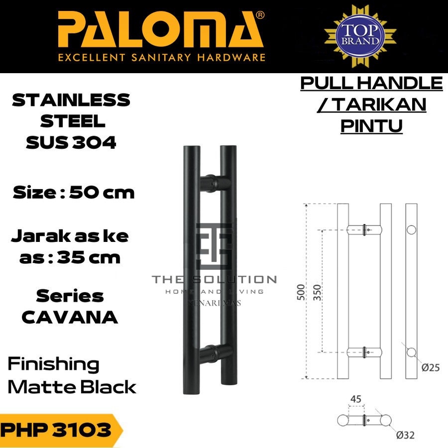 Jual PALOMA PHP 3103 Pull Handle Stainless Tarikan Gagang Pintu 50CM ...