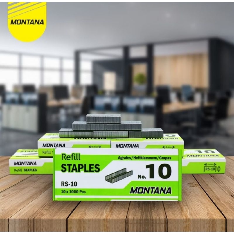 Jual ( 1 box besar ) ISI STEPLES NO 10 - MONTANA RS 10 / isi 10 pak ...