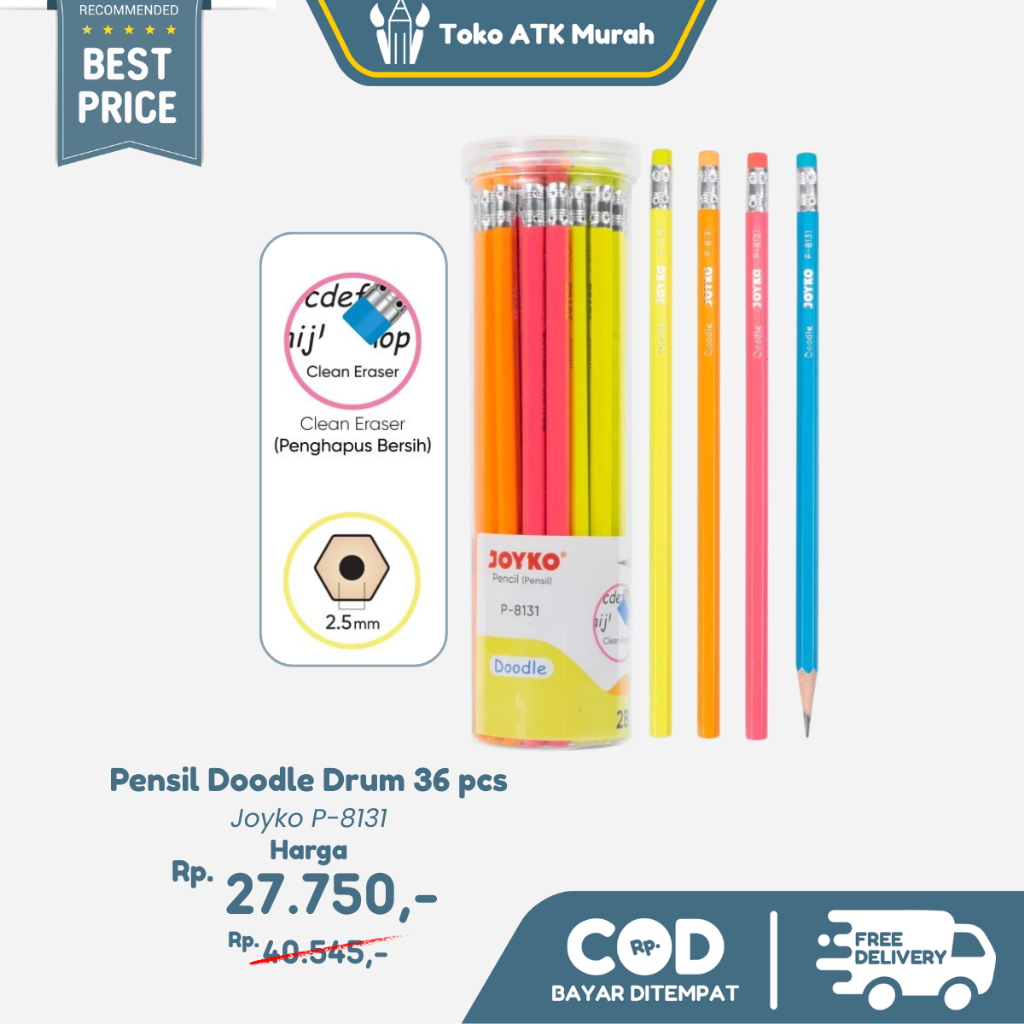 Jual Pensil Joyko Doodle P-8131 2B 1 Drum Isi 36 Pcs | Shopee Indonesia
