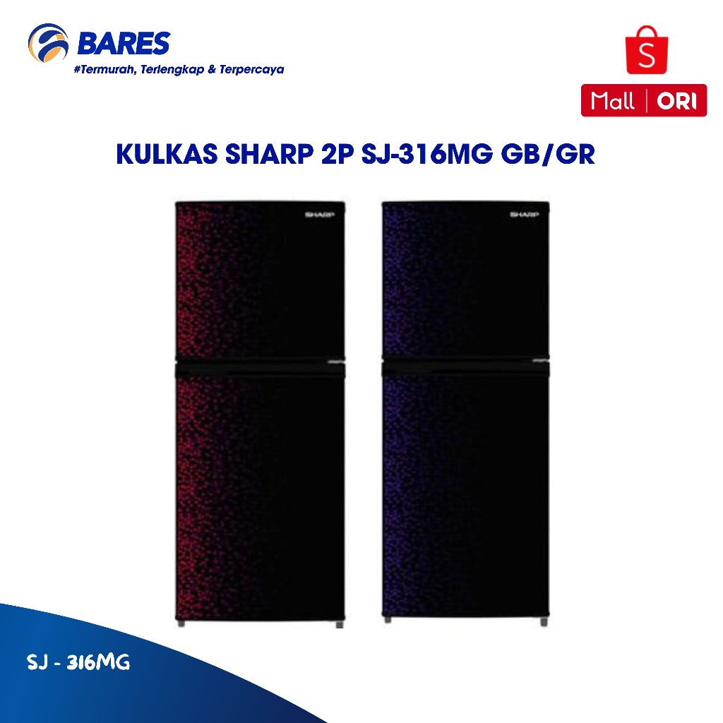 Jual Sharp SJ-316MG GB/GR Kulkas 2 Pintu Kapasitas 237 Liter | Shopee ...