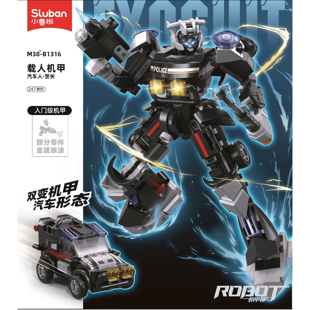 Jual Sluban Bricks Robot Exosuit-Autobots-Police Car M38-B1316 | Shopee ...