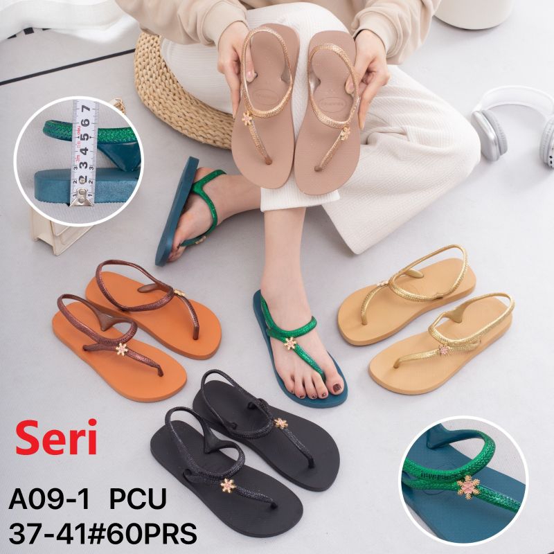 Jual Sandal Teplek Tali Glitter Karet Jelly Import Empuk Elastis Motif ...