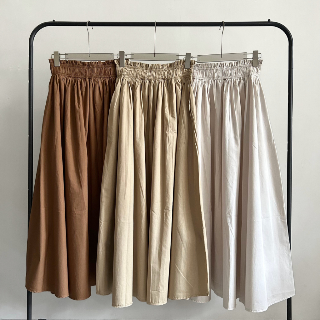 Jual Sanee - Yara Poplin Maxi Skirt | Rok Polos Wanita | Rok Panjang ...