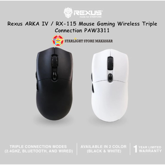 Jual Rexus ARKA IV / RX-115 Mouse Gaming Wireless Triple Connection ...