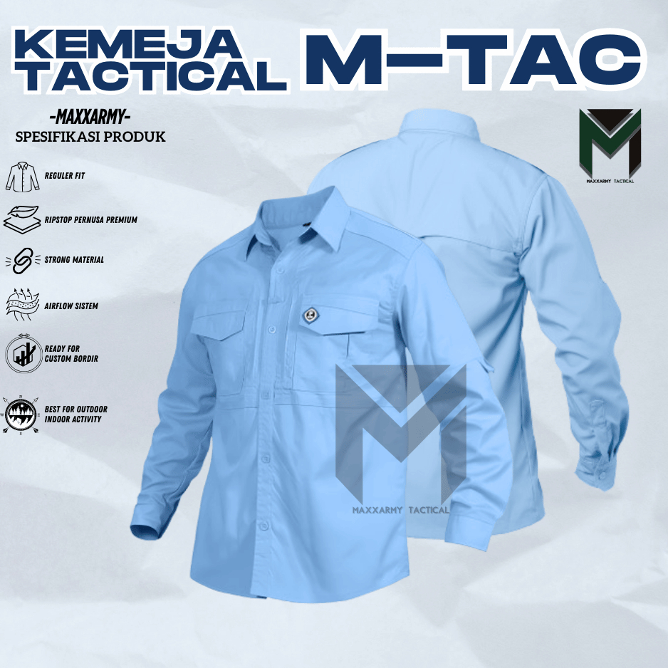 Jual Kemeja Tactical M-Tac Lengan Panjang Warna Turkis Sky Blue Bahan Pernusa Premium Bisa ...