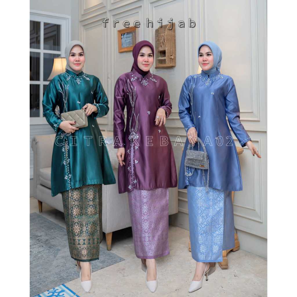 Jual COD..!! Set Terbaru Baju kurung Siti Nurbaya Belah Samping/Pinggir Payet [ FREE HIJAB ...