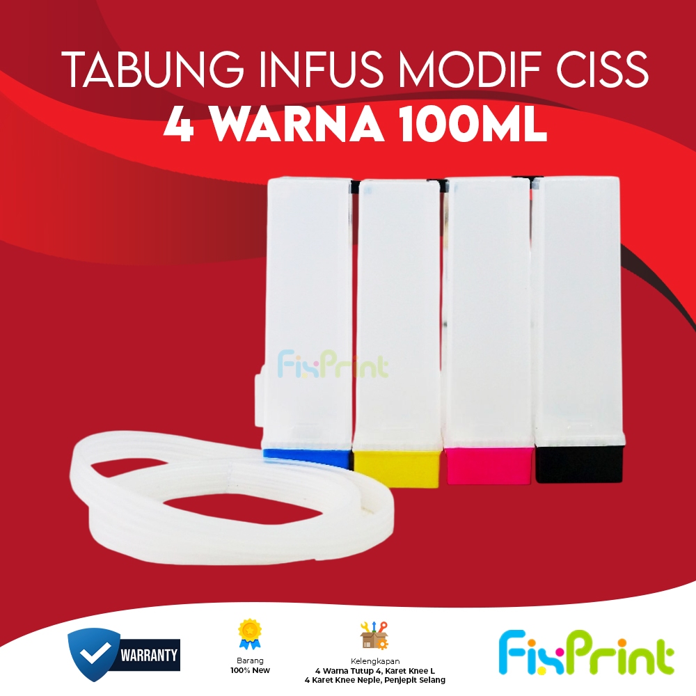 Jual Tabung Infus Ink Tank Modif 4 Warna 100ml Tipe Printer Canon Epson ...