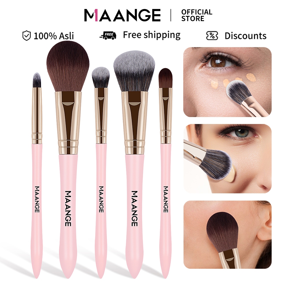 Jual MAANGE 5Pcs Makeup Brush Set Premium Kuas Bedak Blush Eyeshadow ...