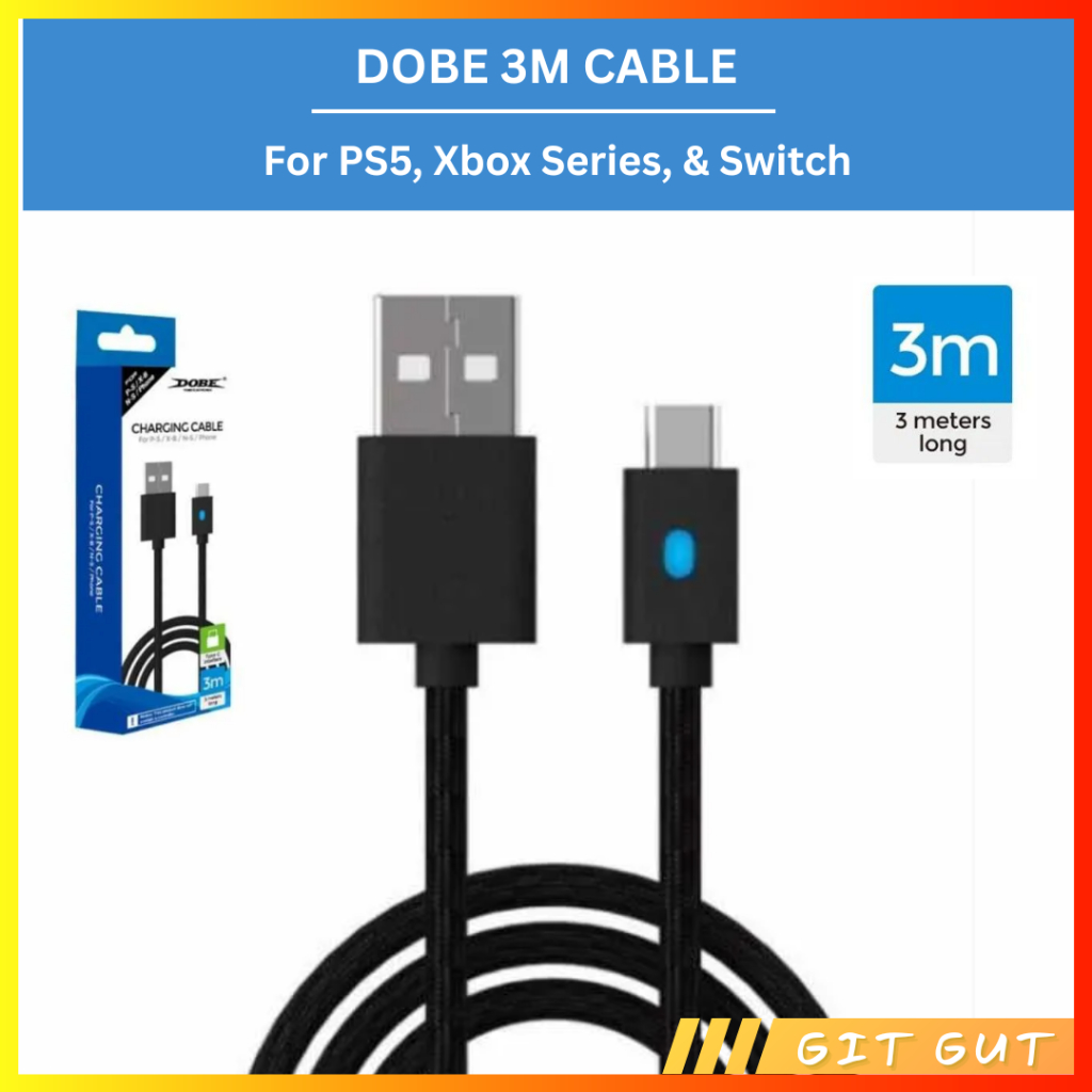 Jual Dobe 3M Data Cable PS5 Xbox Series Switch Charger LED Charging ...