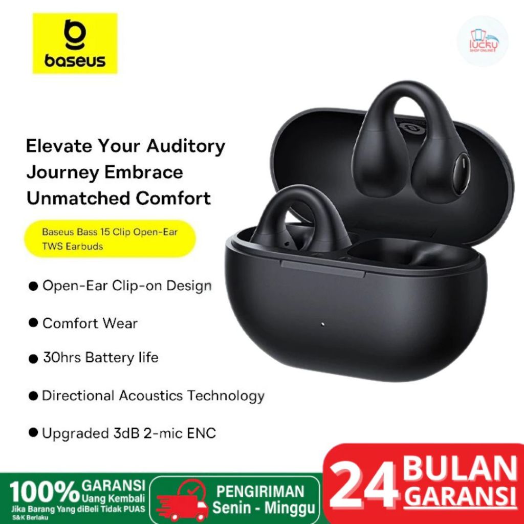 Jual Baseus AIRGO Bass 15 Clip Open-Ear True Wireless Earbuds TWS ...