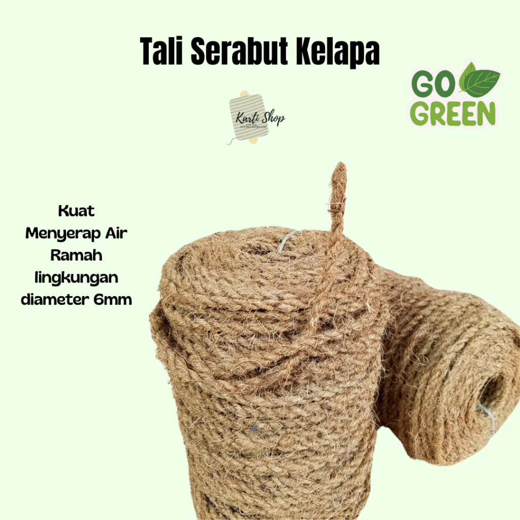 Jual Tali Sabut kelapa serabut panjang 50 meter ukuran sedang 6mm tali ...