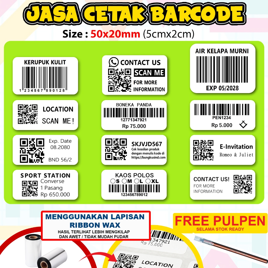 Jual Cetak Barcode Label & Desain 50x20mm / Label Harga | Shopee Indonesia