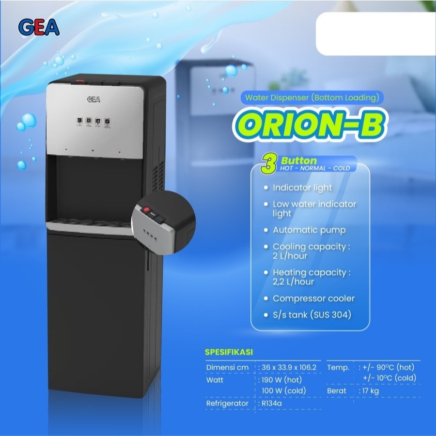 Jual GEA Water Dispenser ORION White and Black Series ( Galon Air Bawah ...