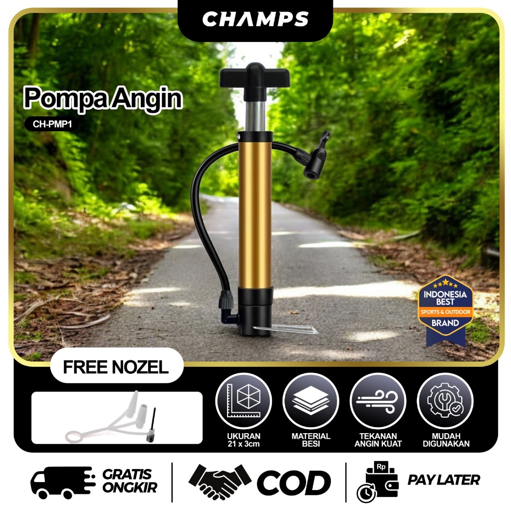 Jual CHAMPS Pompa Angin Manual Portable – Air Pump Sepeda, Bola Basket, Sepak Bola & Futsal ...