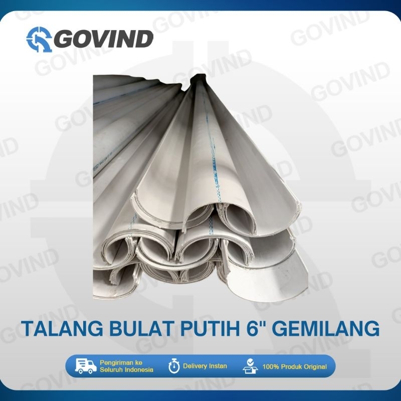 Jual TALANG SETENGAH LINGKARAN / TALANG BULAT PVC PUTIH MERK GEMILANG 6 ...
