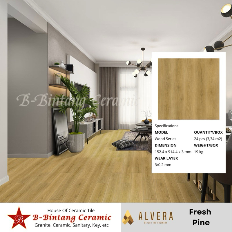 Jual ALVERA Flooring Vinyl LVT Dryback | Wood Series | 3/0.2 mm ...