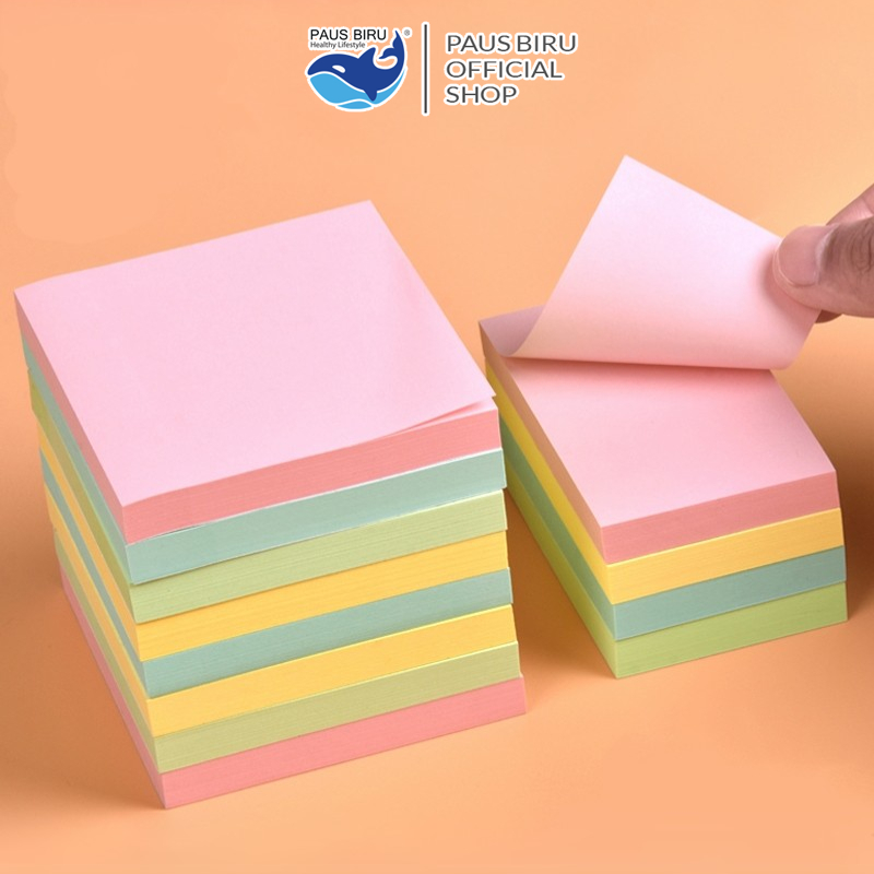 Jual Paus Biru - Sticky Notes 4 Warna 7.6×7.6CM Memo Stick Kertas Memo ...