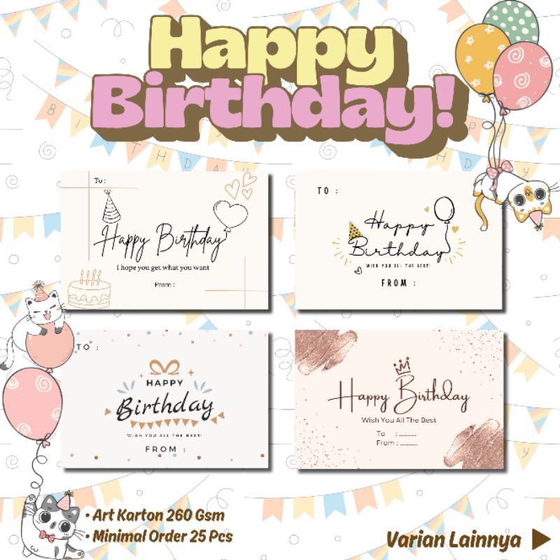 Jual Kartu Ucapan Blank Card Happy Birthday | Shopee Indonesia