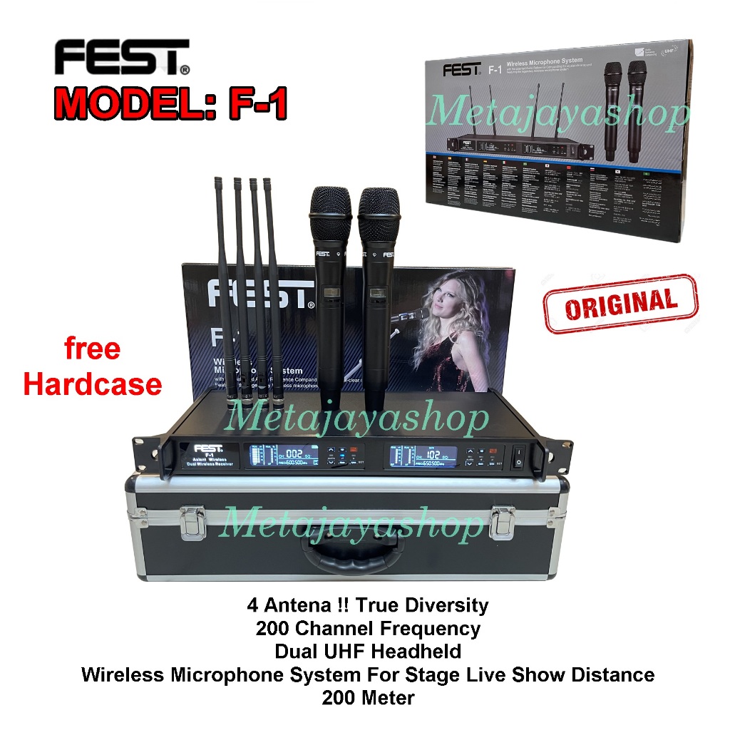 Jual Mic Wireless Fest F-1 Original Free Koper 2bh Microphone Wireless ...