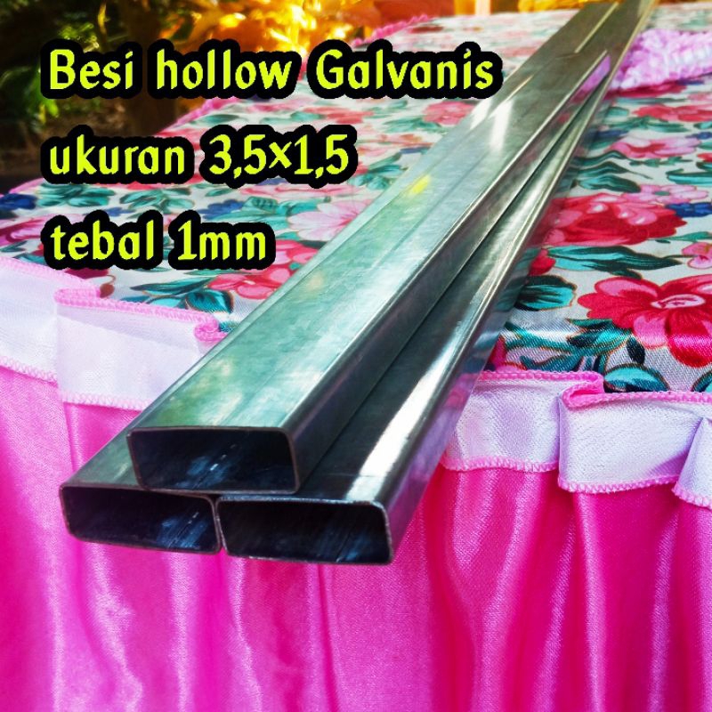 Jual besi hollow galvanis, pipa kotak 3,5×1,5 tebal 1mm panjang 1 meter ...