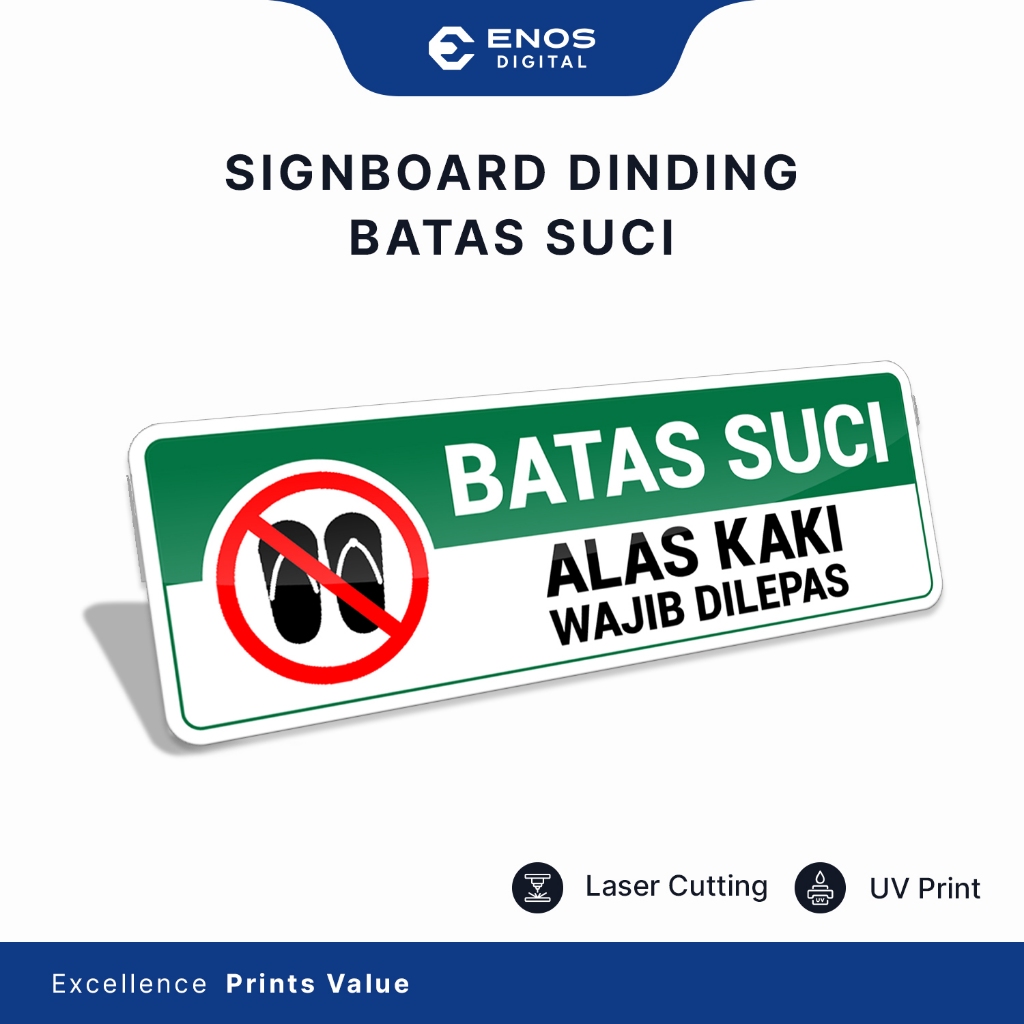 Jual Akrilik Signboard Batas Suci Signage Alas Kaki Harap Dilepas Papan ...