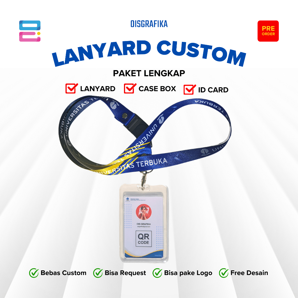Jual Lanyard Custom Tali ID Card + ID Card + Case Frame Box - 1 SET ...