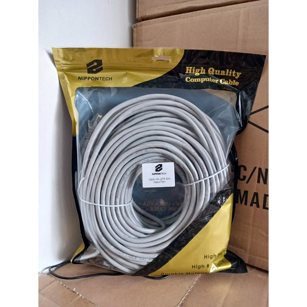 Jual 50m Kabel LAN Nippontech 50 meter cable wireless router cat6 UTP ...