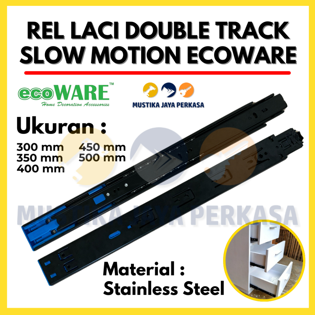 Jual Rel Laci Double Track Slow Motion ecoWARE Full Extension Ball ...