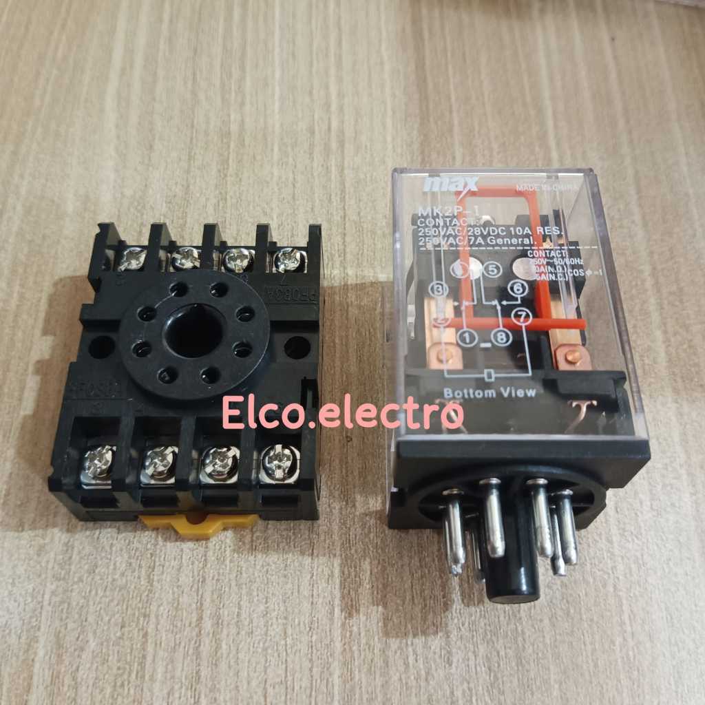 Jual Relay MK2P 220V Omron + Socket 220V 10A 8P - Soket AC 8P MK2P-1 8 PIN | Shopee Indonesia