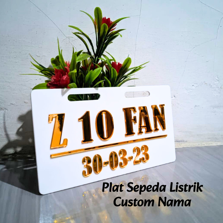 Jual Plat Sepeda Listrik Custom Nama Bahan Acrilik Huruf Timbul Warna ...