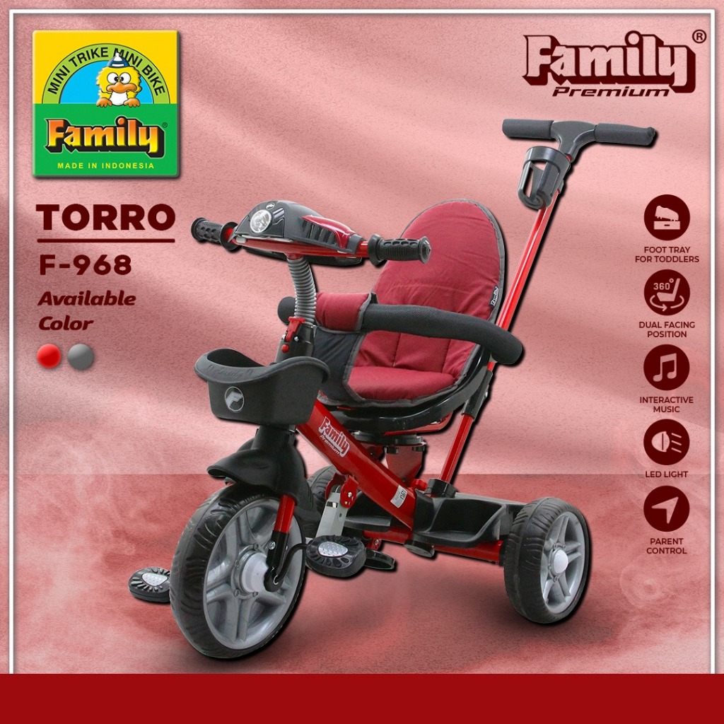 Jual Family Sepeda Anak Roda 3 Toro / Stroller Anak Dorongan dan Musik ...