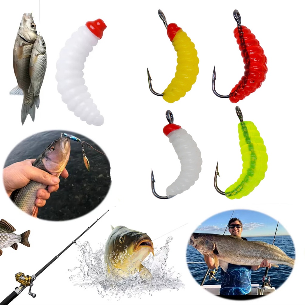 Jual Kail Soft Lure Umpan Pancing Ulat Silikon 30Pcs Worm Hook Softbait ...