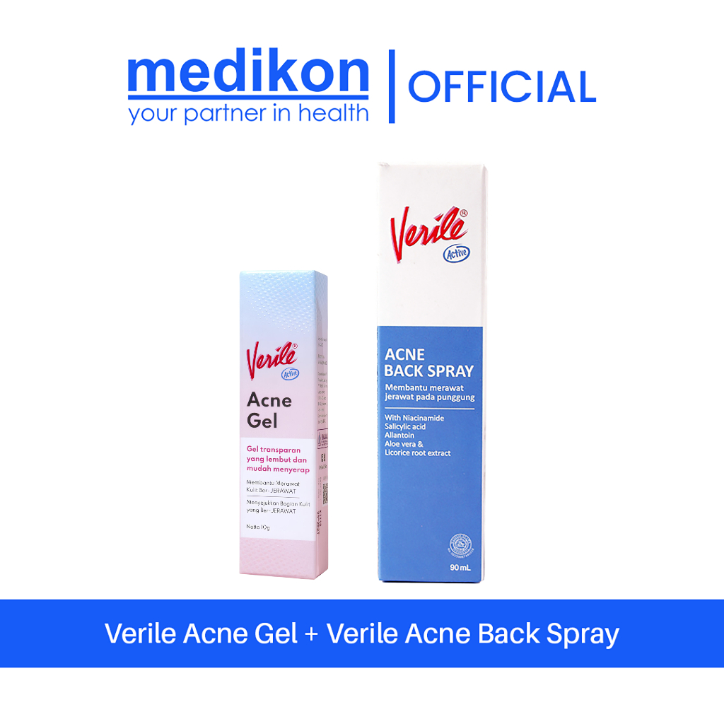 Jual Medikon Verile Acne Gel 10gr + Verile Acne Back Spray 90mL ...
