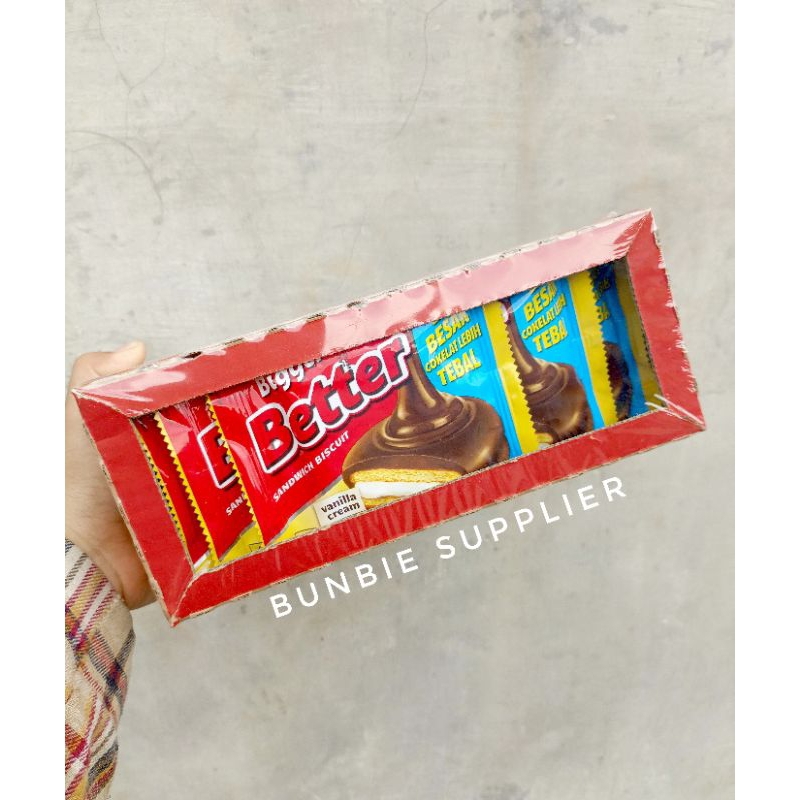 Jual Better Bigger Sandwich Biscuit Vanilla Cream 27gr x 10pcs / Better ...