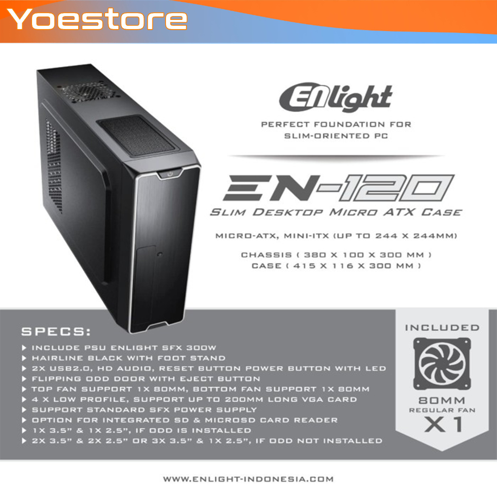 Jual ENLIGHT CASE EN 120 + 300Watt MICRO ATX | Shopee Indonesia
