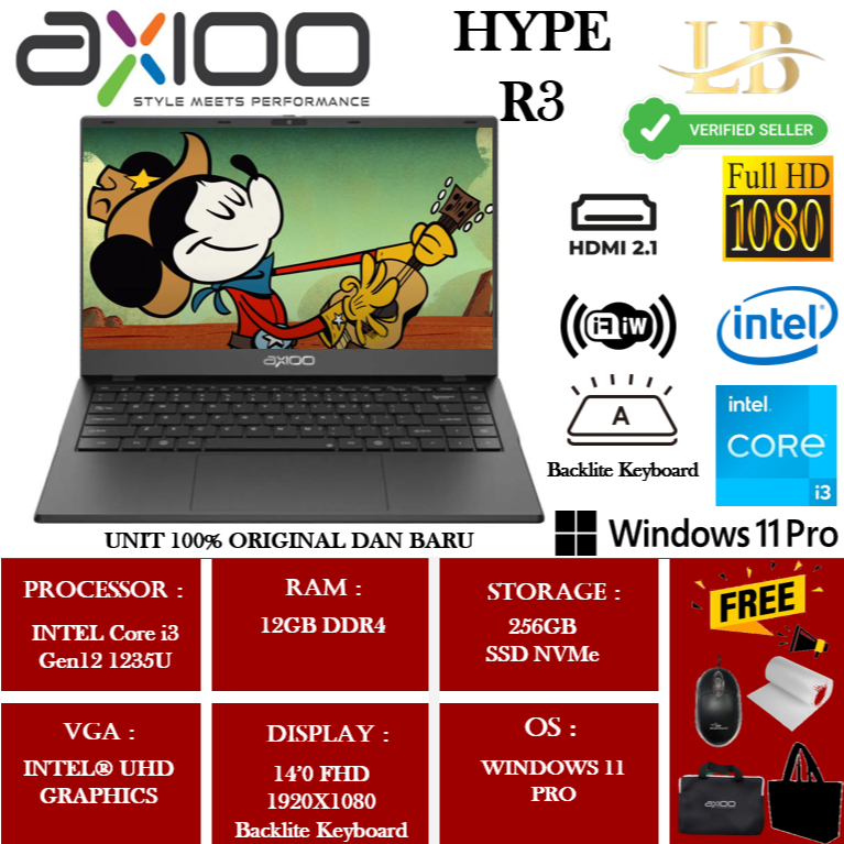 Jual Laptop Sekolah Axioo Hype R3 Laptop Intel i3 1215U 12GB 256GB SSD ...