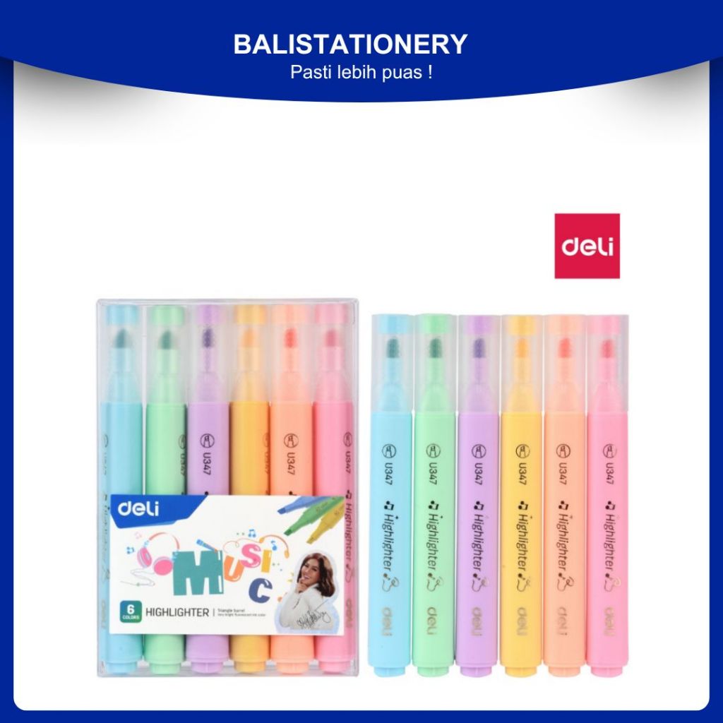 Jual Highlighter Deli CU347 – Stabilo Warna Pastel 6pcs Nyaman ...