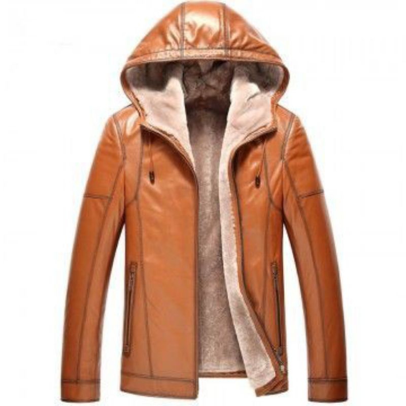 Jual Jaket Kulit Hoodie-Jaket Kulit Asli Domba-Mantel Kulit Asli-Winter ...