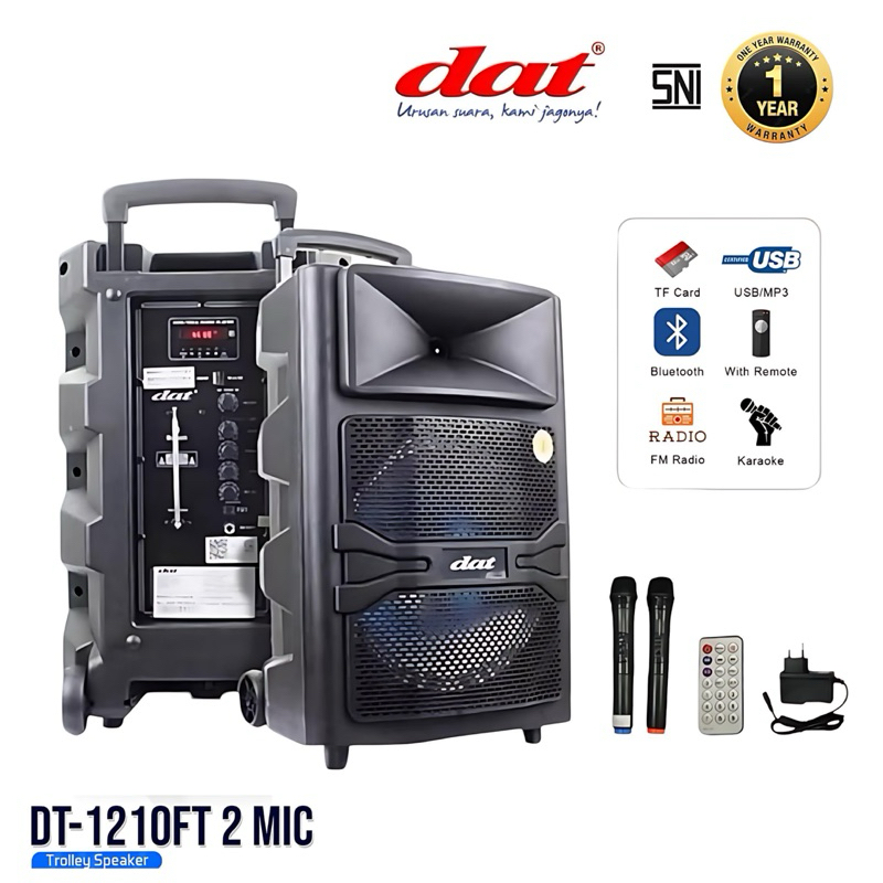 Jual Speaker DAT DT-1210FT 2mic wireles speaker bluetooth portabel ...