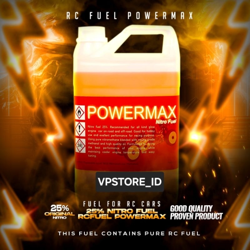 Jual Powermax nitro fuel 25% bahan bakar engine Rc car kemasan galon 2L ...