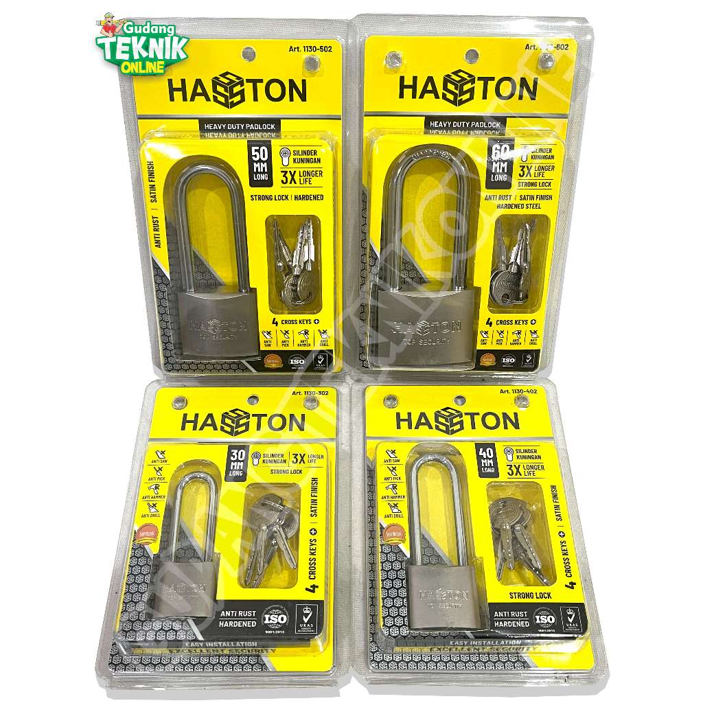 Jual Gembok Leher Panjang 30mm 40mm 50mm 60mm HASSTON Satin / Gembok ...