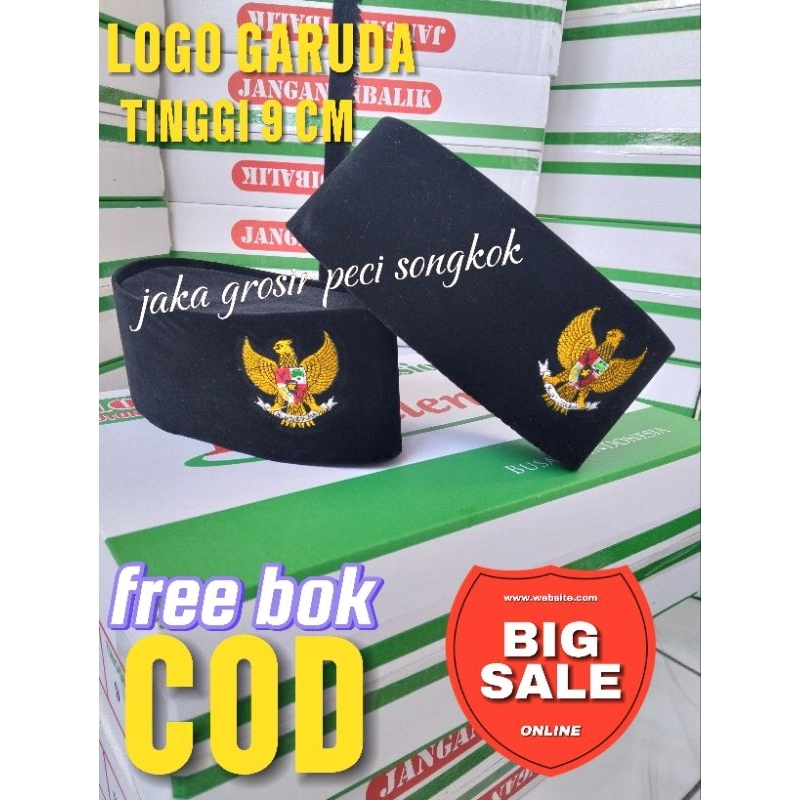 Jual PECI SONGKOK LOGO BORDIR GARUDA ANAK DAN DEWASA TINGGI 9 CM ...