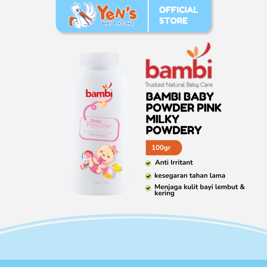 Jual Bambi Baby Powder Milky Powdery 100gr - Bedak Bayi Tabur Kulit ...