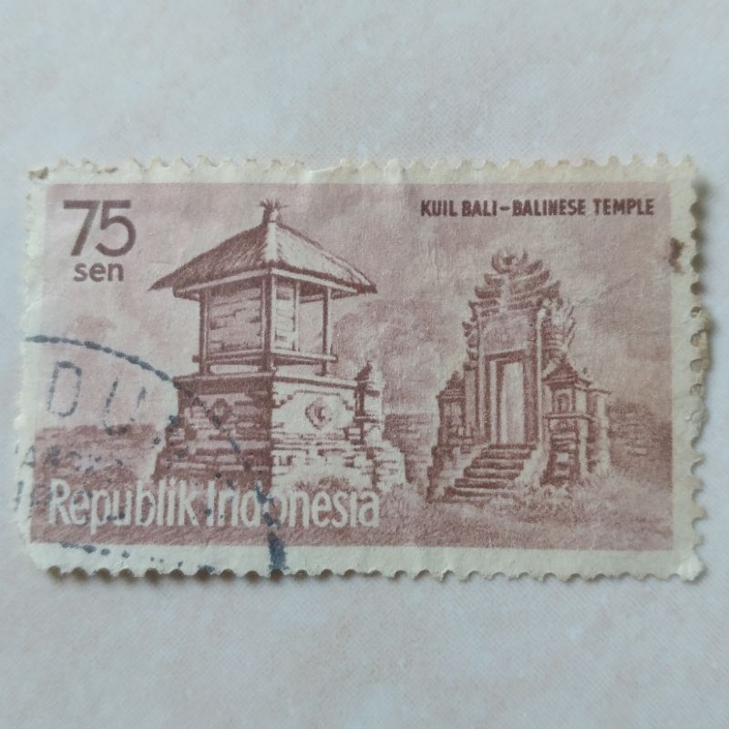 Jual Perangko Prangko Indonesia Kuno Jadul 75 Sen Kuil Bali 1961 ...