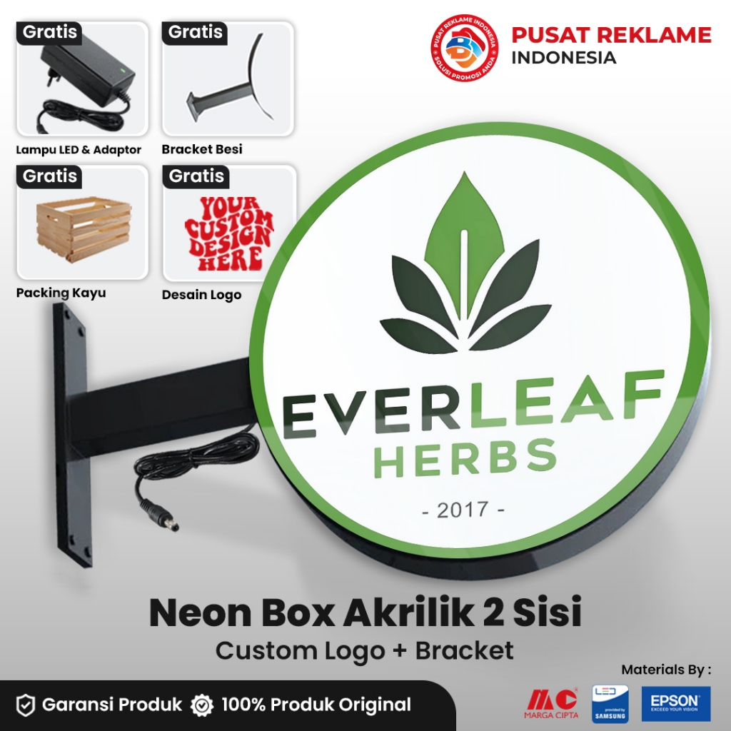 Jual Neon Box Bulat 2 Sisi + Bracket 30x30cm Neon Box Outdoor Siap ...