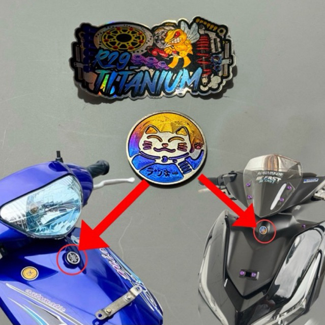 Jual EMBLEM TITANIUM GR5 KUCING BULAT SMALL / EMBLEM DASI MIO/AEROX ...