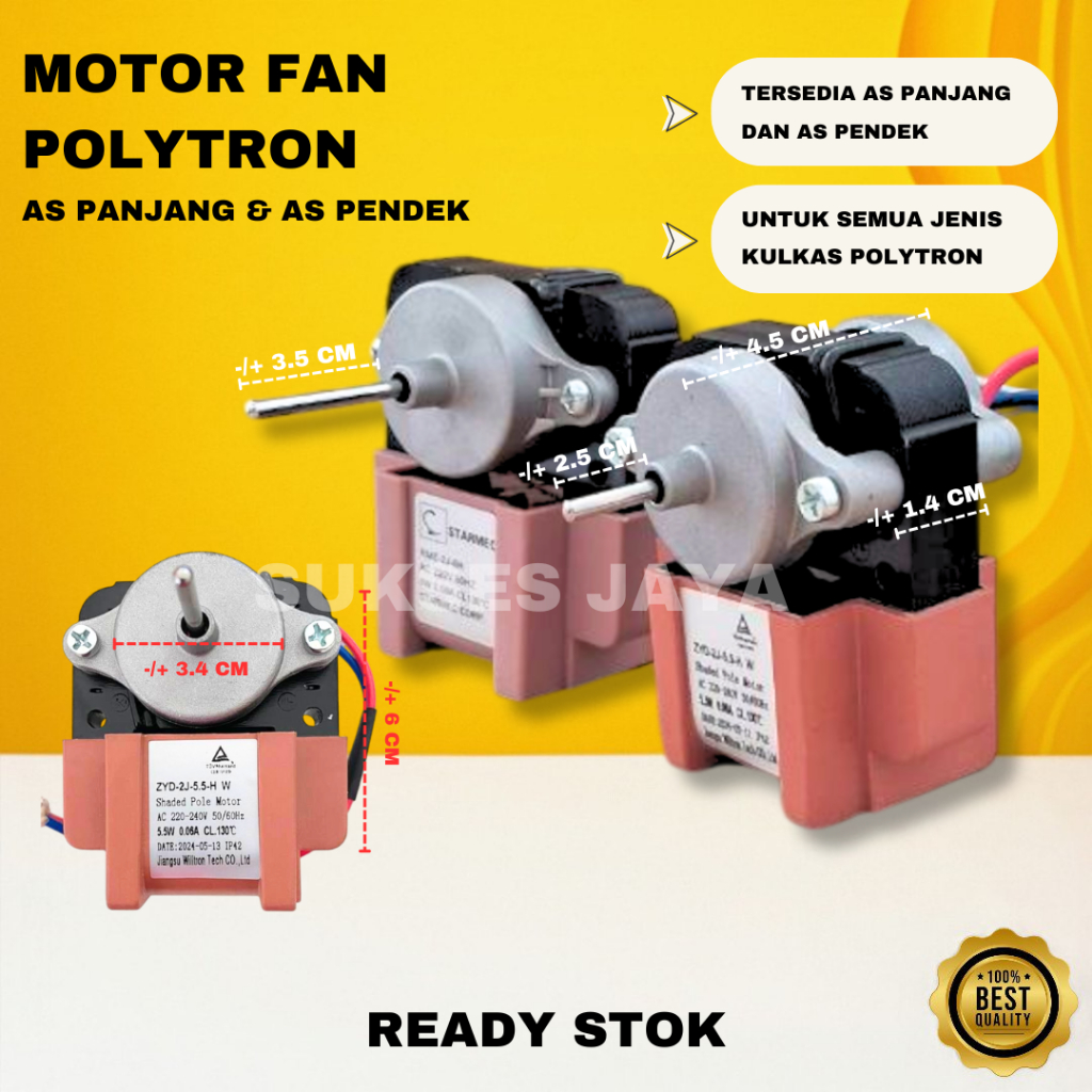 Jual Fan Motor Polytron Original/ FANMOTOR KULKAS POLYTRON AS PANJANG ...